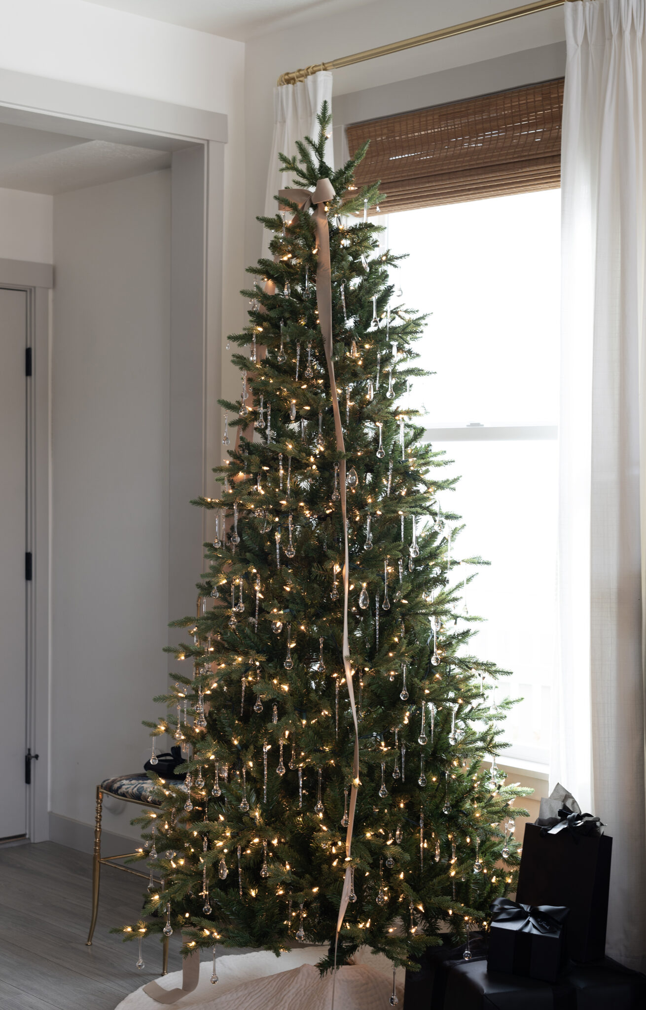 Simple Glass Icicle Decorated Christmas Tree - Room for Tuesday
