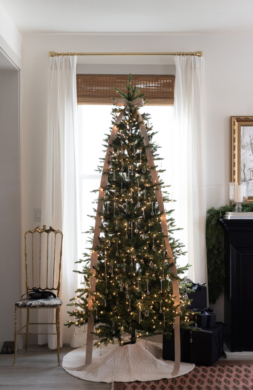 Simple Glass Icicle Decorated Christmas Tree - Room for Tuesday