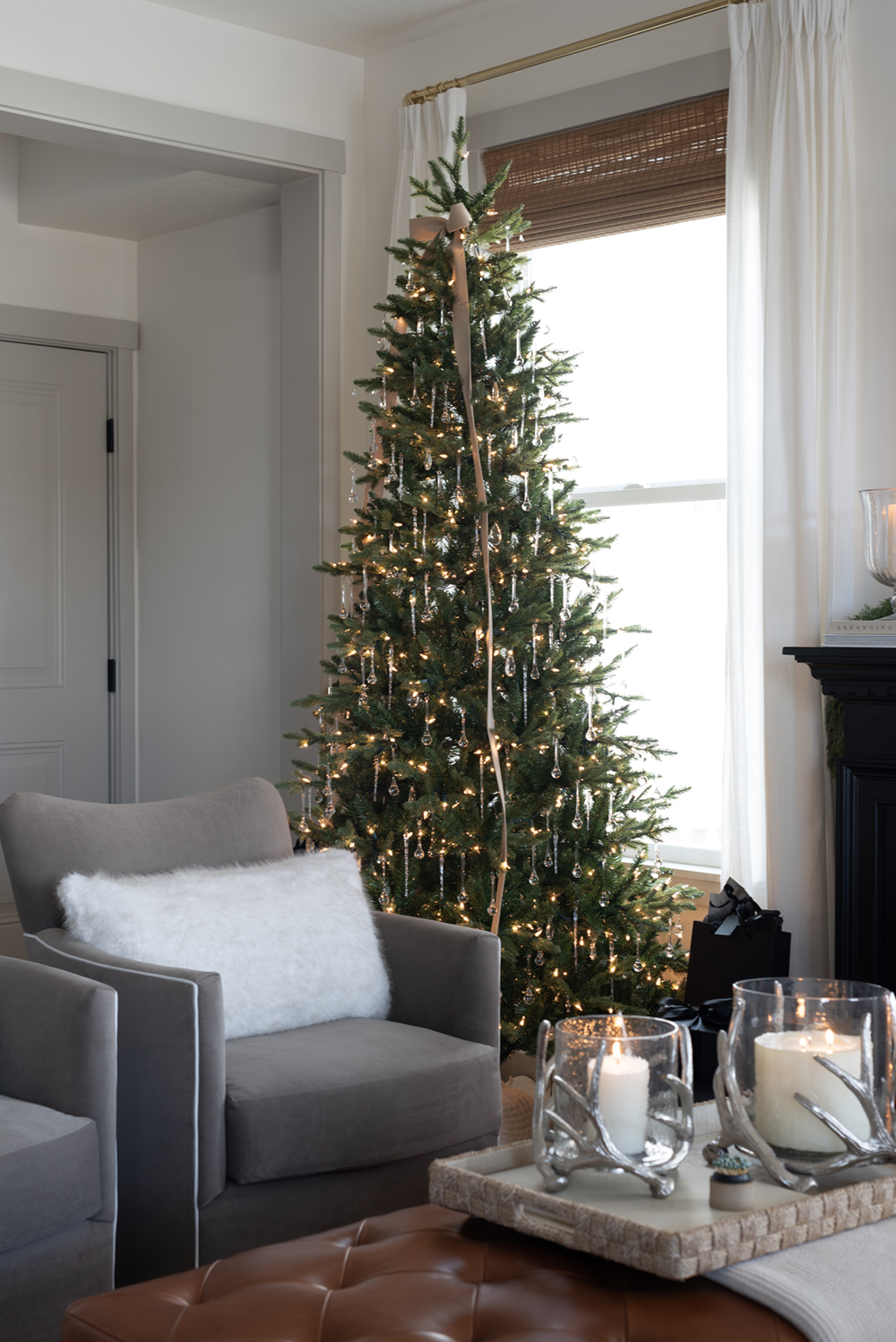 Simple Glass Icicle Decorated Christmas Tree - Room for Tuesday